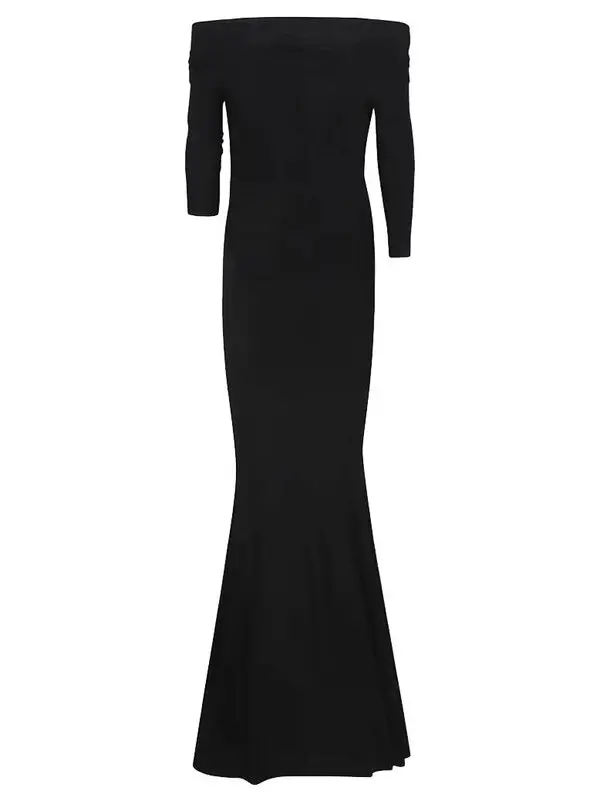 Norma Kamali Off-shoulder Long-sleeve Dress - Black