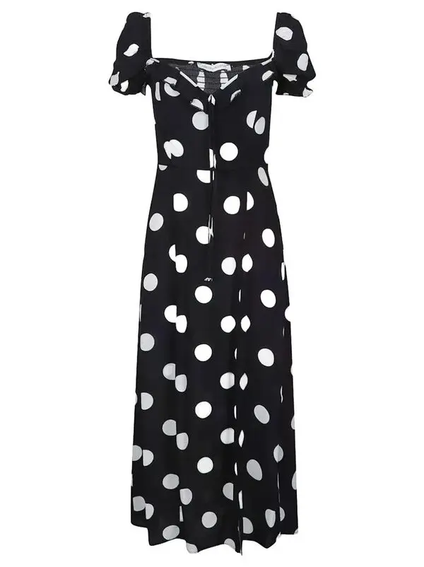MAR DE MARGARITAS Nikita Polka-dot Smocked Dress - Black