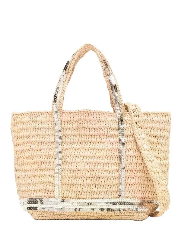Vanessa Bruno Sequin Embellished Raffia Tote - Neutrals