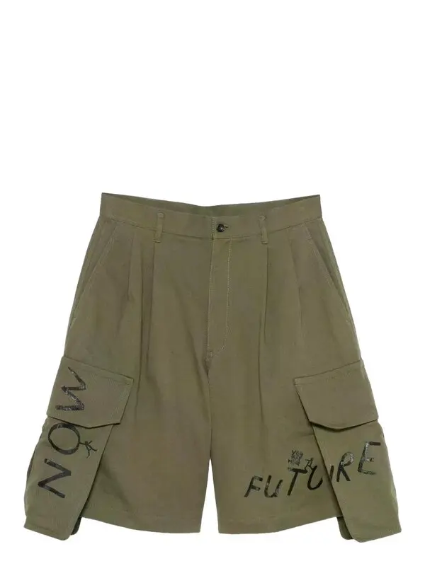 Comme Des Garçons Printed Cargo Shorts - Green