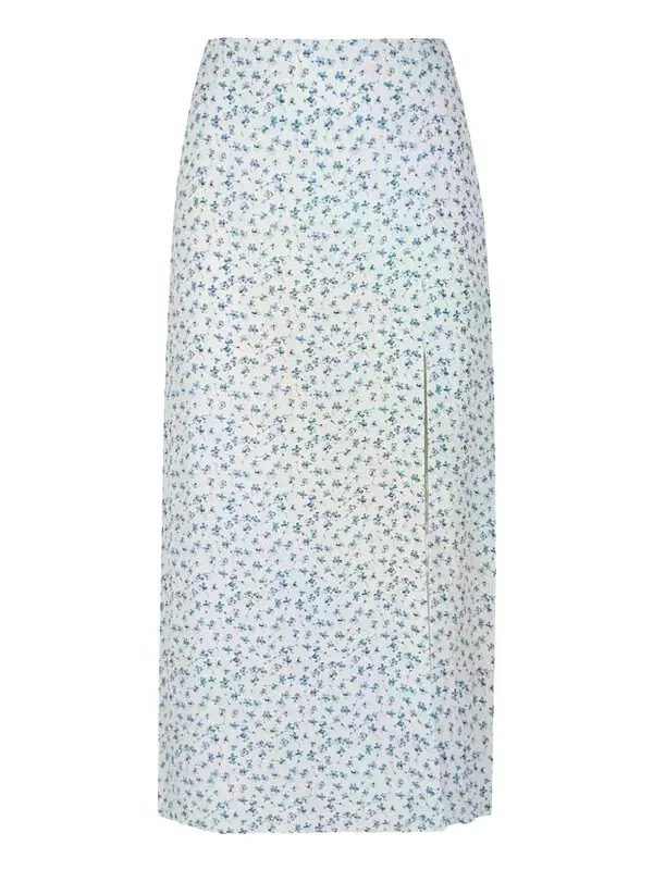 MAR DE MARGARITAS Floral-pattern Slit Skirt - White