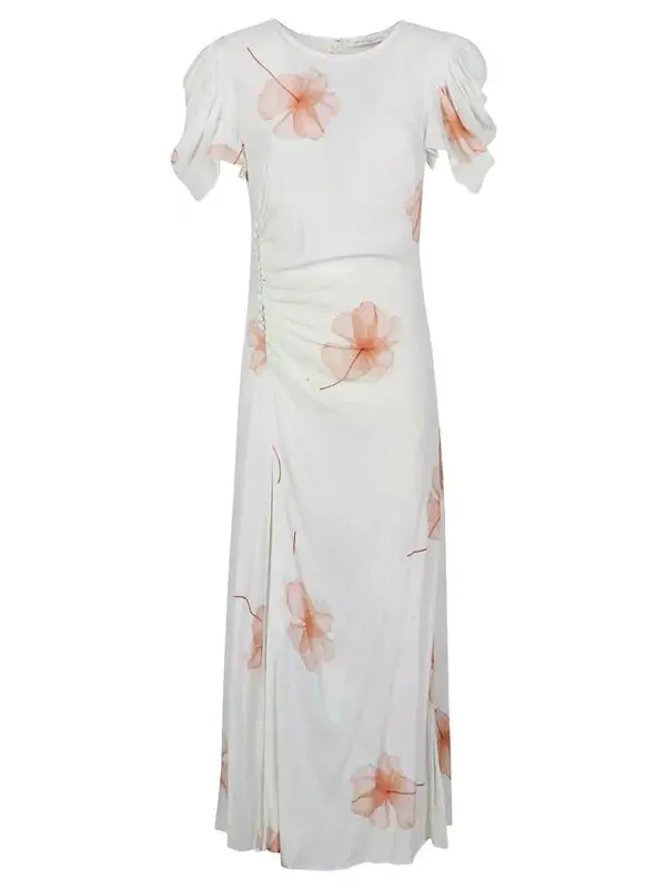 MAR DE MARGARITAS Kristel Floral-pattern Slit Dress - White