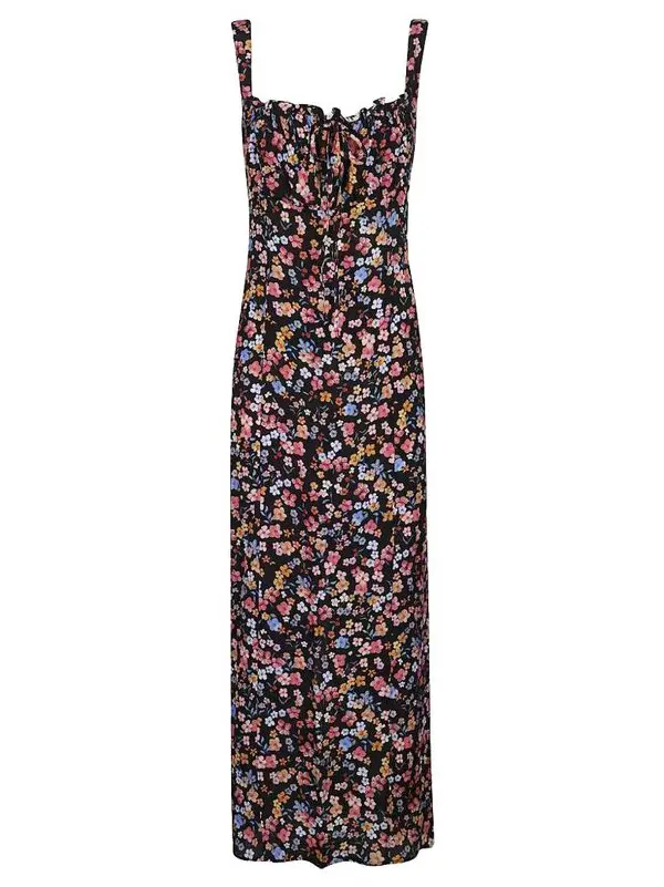 MAR DE MARGARITAS Megan Tie-detail Floral Dress - Black