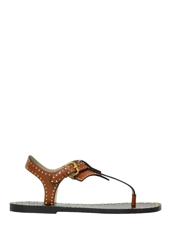 Isabel Marant Buckle Studded Flat Sandals - Brown