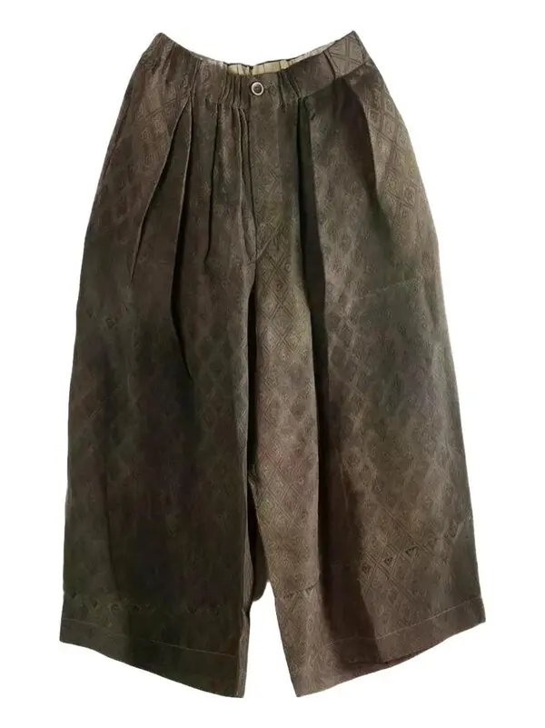 UMA WANG Pleated Pattern Trousers - Brown