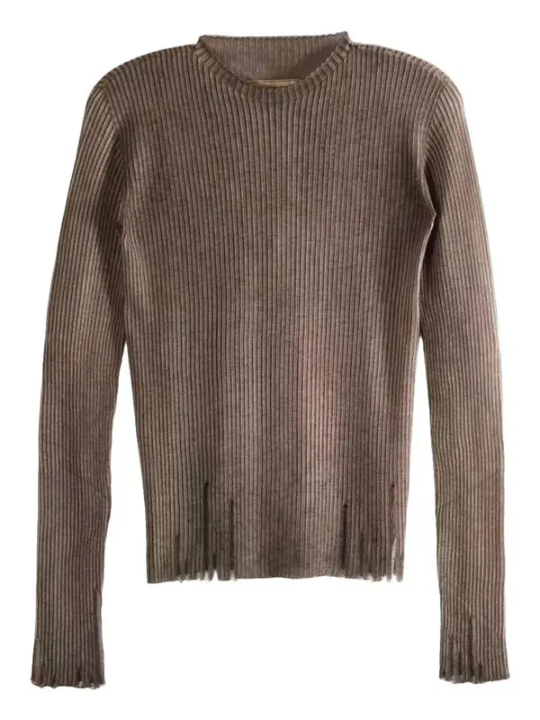 UMA WANG Ribbed Long-sleeve Top - Brown