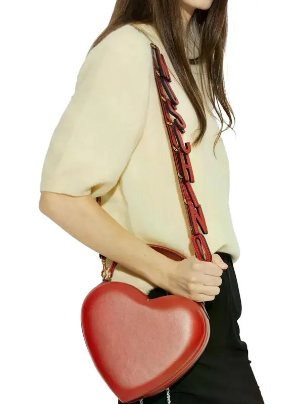 Moschino Heart Shaped Top Handle Bag - Red