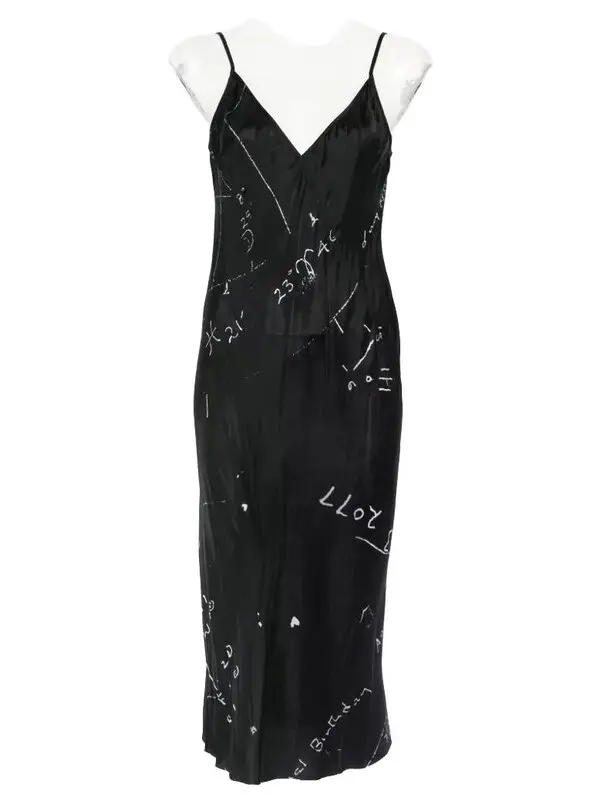 Rick Owens Printed Slip Midi Dress - Black