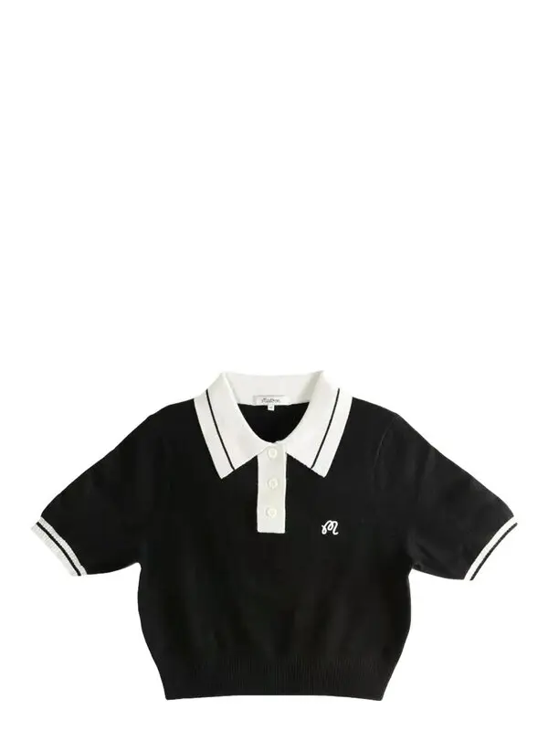 MALBON Mikayla Short-sleeves Collared Polo Top - Black