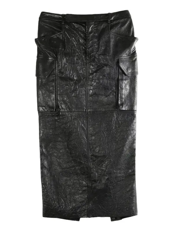 Rick Owens Flap-pocket Split Midi Skirt - Black