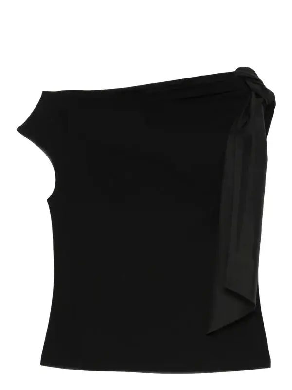 PSOPHIA Bow-detail Asymmetric Top - Black