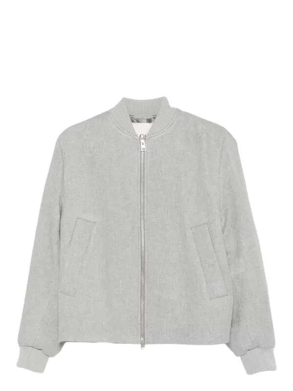 Closed Zip-up Bomber Jacket - Grey