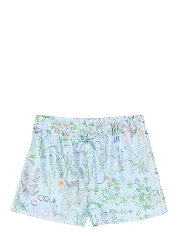 Gucci Floral-print Drawstring Shorts - Blue