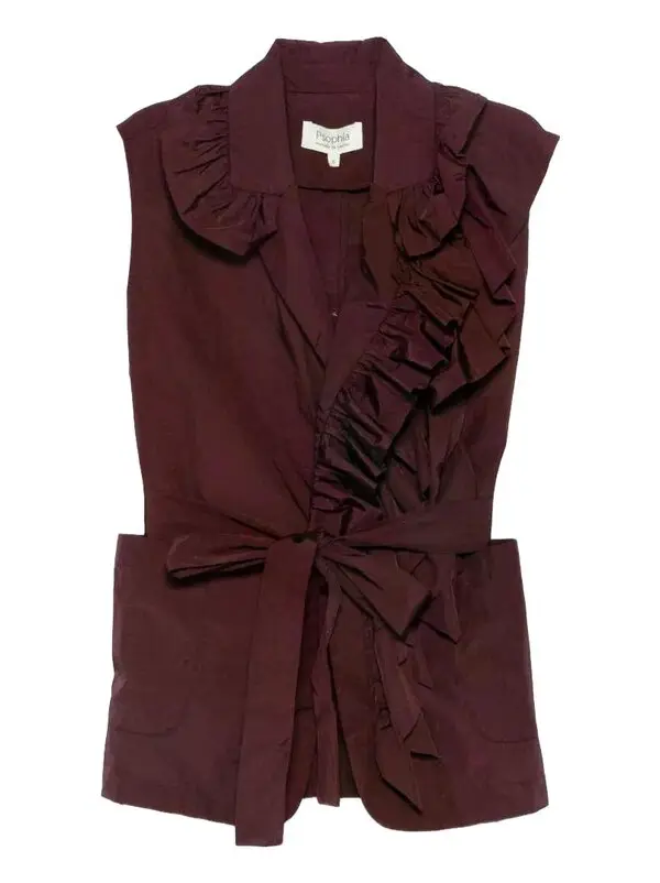 PSOPHIA Ruffled Tie Top - Purple