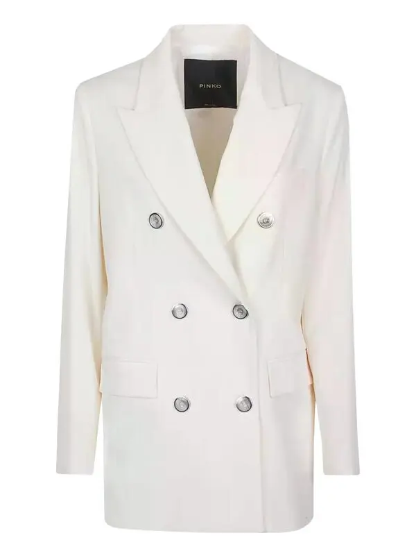 Pinko Double-breasted Blazer - White