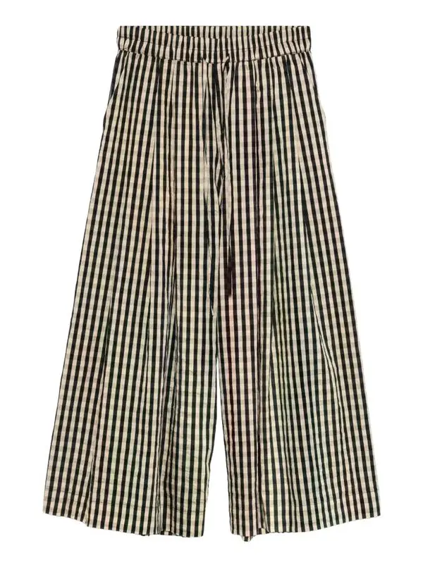 PSOPHIA Check-pattern Cropped Trousers - Black