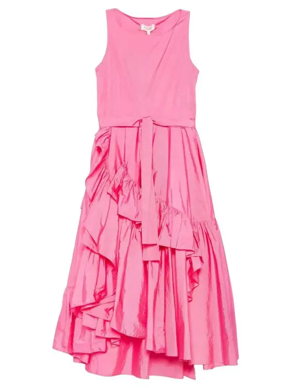 PSOPHIA Ruffled Tie Midi Dress - Pink