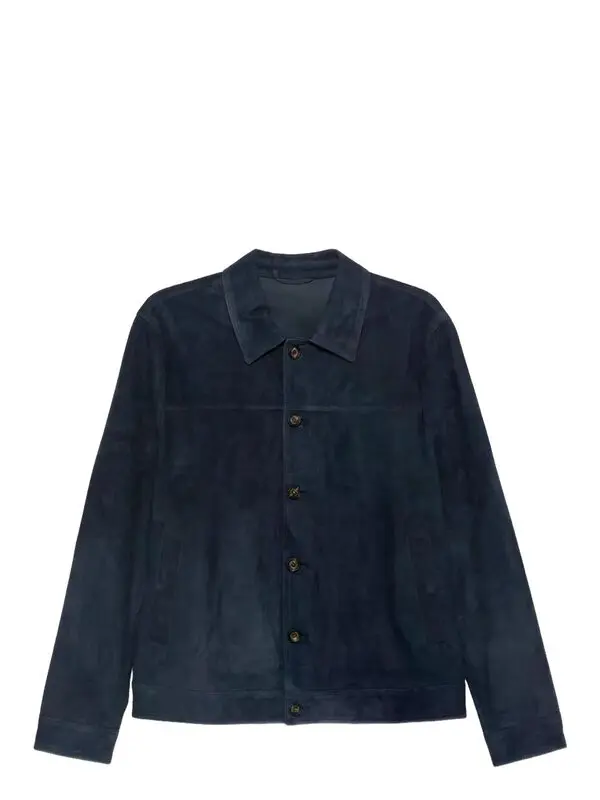 Eleventy Buttoned Suede Jacket - Blue
