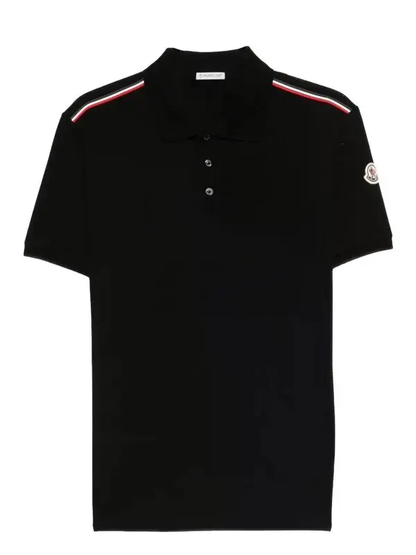Moncler Stripe-detail Polo Shirt - Black