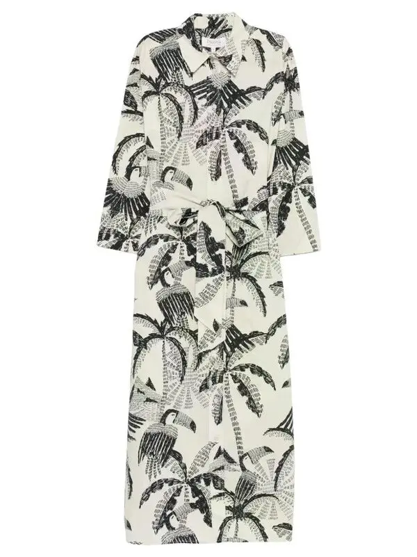 PSOPHIA Palm-tree Print Midi Dress - Neutrals