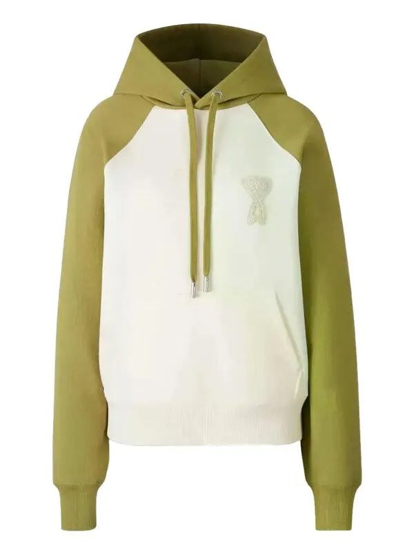 Ami Colour-block Logo Appliqué Hoodie - Neutrals