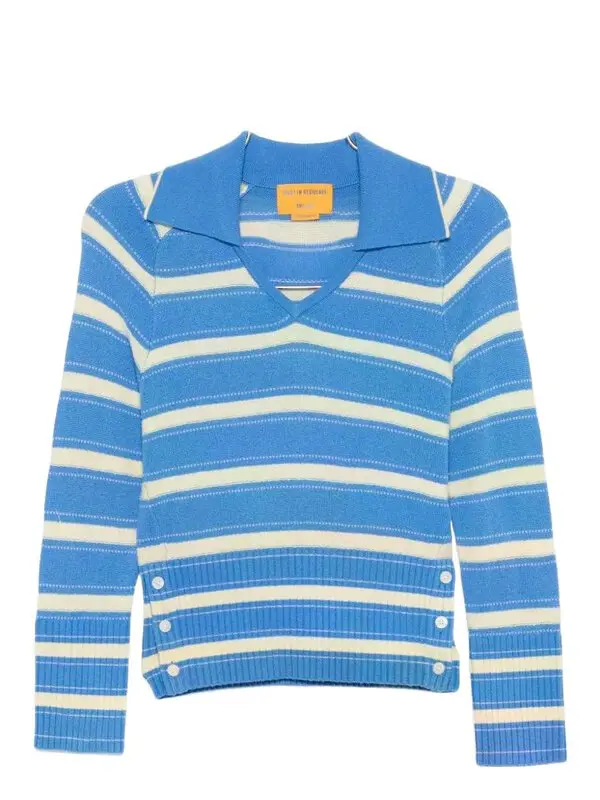 Guest In Residence Port Button Striped Sweater - Blue