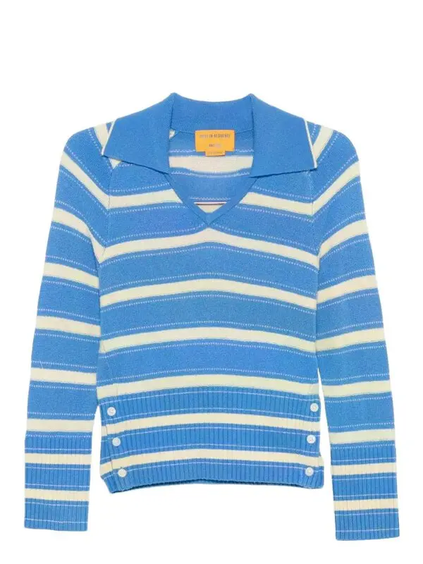 Guest In Residence Port Button Striped Sweater - Blue
