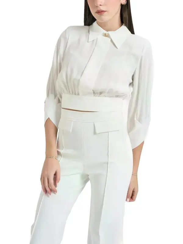 Elisabetta Franchi Open-back Button Down Shirt - Neutrals