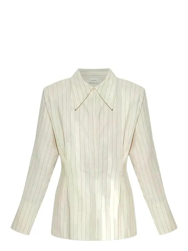 GESTUZ Pinstripe Collared Shirt - Neutrals
