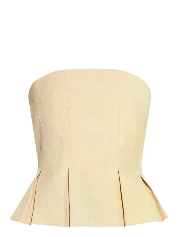 GESTUZ Peplum Strapless Top - Neutrals