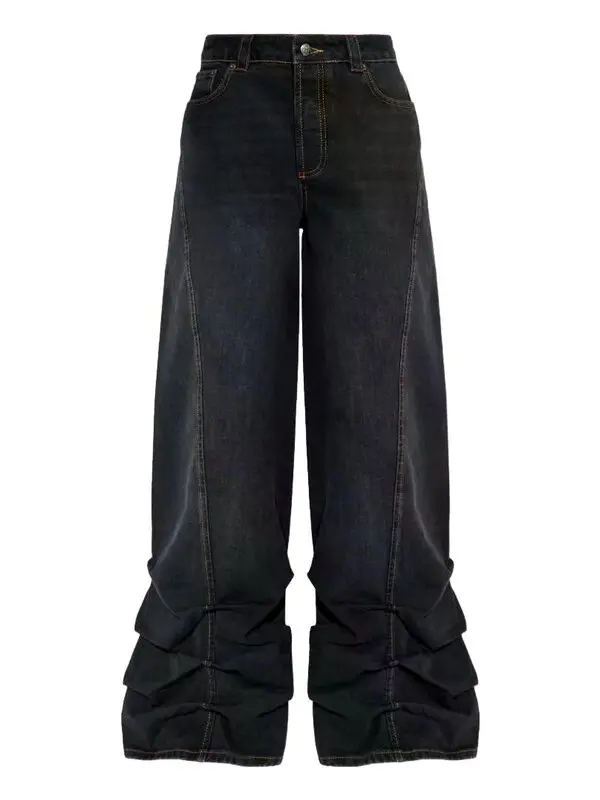 AVAVAV Straight Leg Jeans With Ruched Hem - Black