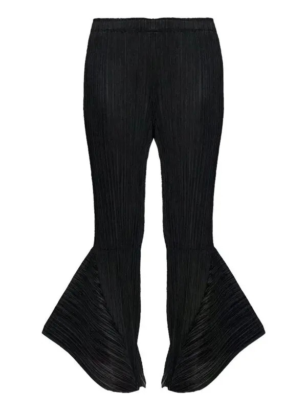 Issey Miyake Pleated Flared Trousers - Black