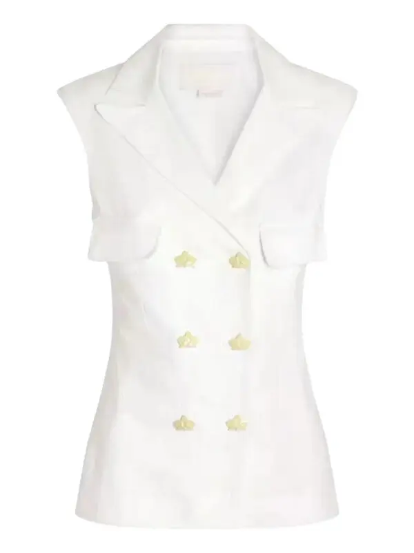 GENNY Double-breasted Lapel Vest - White