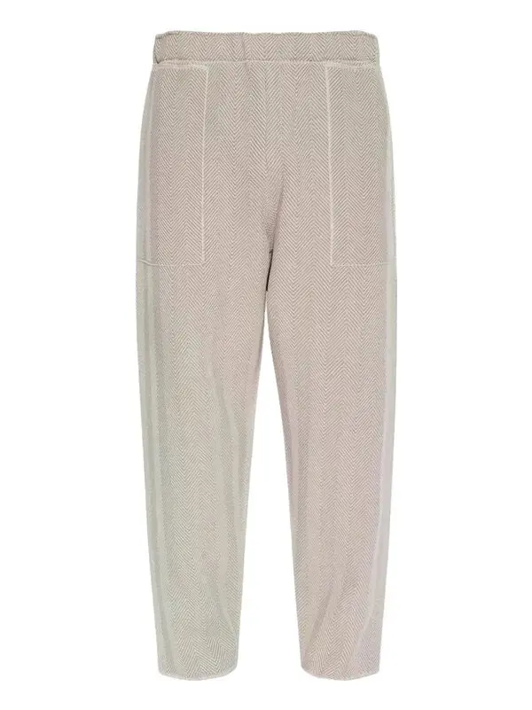 Issey Miyake Herringbone Elasticated Trousers - Neutrals