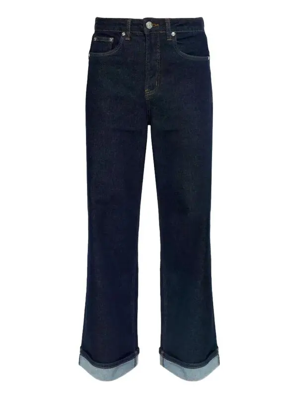 GESTUZ Cuffed Straight Jeans - Blue