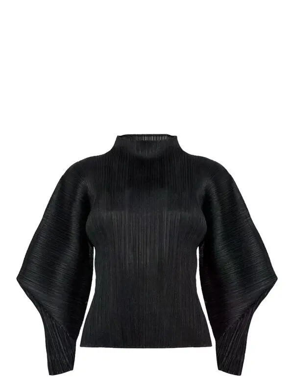Issey Miyake Pleated High-neck Blouse - Black