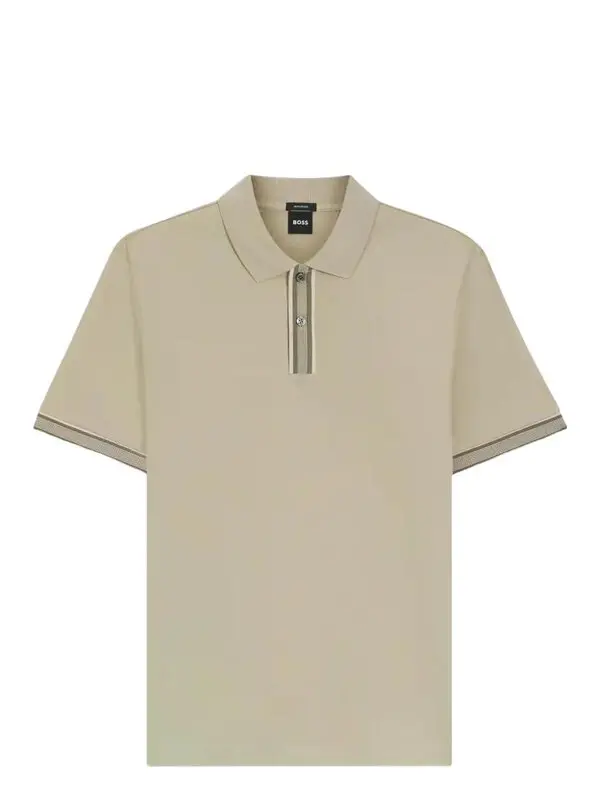 BOSS Striped-detail Cotton Polo Shirt - Neutrals