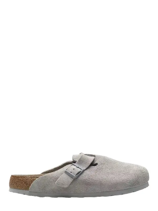 BIRKENSTOCK Boston Soft Footbed Suede Slippers - Grey