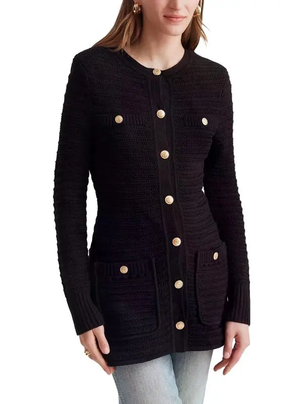 TOCCIN Constance Button Detailed Knit Jacket - Black