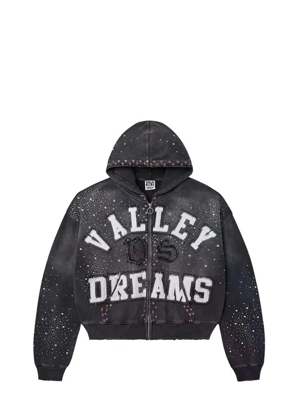 VALE FOREVER Embellished Zip-up Hoodie - Black