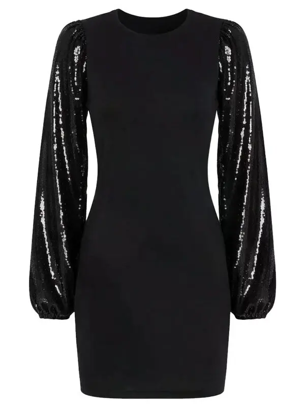 Michael Kors Sequin Sleeve Dress - Black
