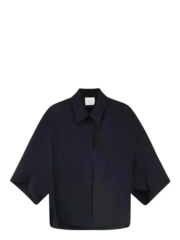 ALYSI Pointed-collar Short-sleeves Shirt - Black