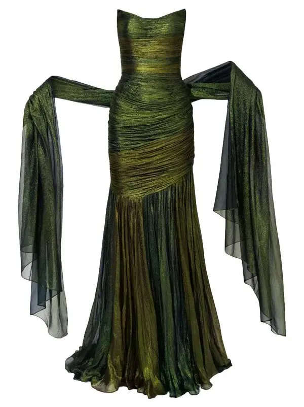 IRIS SERBAN Kim Strapless Maxi Dress - Green