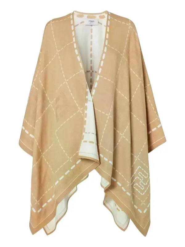 Fendi Patterned Poncho - Neutrals