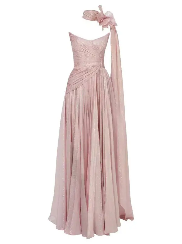 IRIS SERBAN Anette Flower-embellished Maxi Dress - Pink