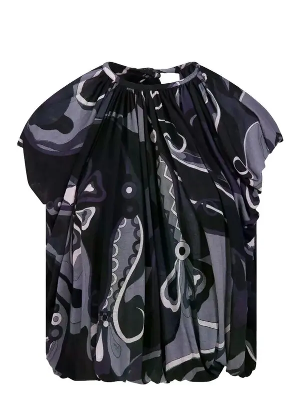 Emilio Pucci Printed Top With Tie Fastening - Black