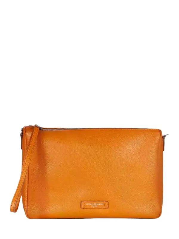GIANNI CHIARINI Textured Leather Wristlet - Orange