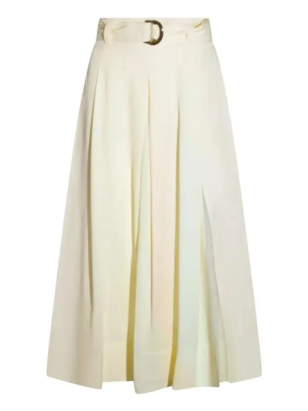 TWINSET Pleated Midi Skirt With Belt - Neutrals