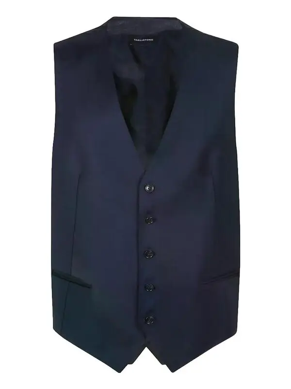 Tagliatore Button Wool Waistcoat - Blue