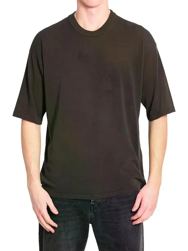 ROBERTO COLLINA Ribbed Crew Neck T-shirt - Brown